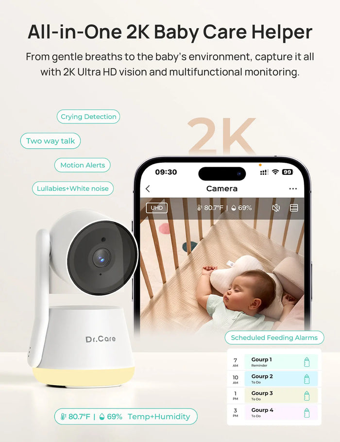 Dr.Care LumiView 5" 2K Baby Monitor SBM003 | Dual Camera + Floor Stand